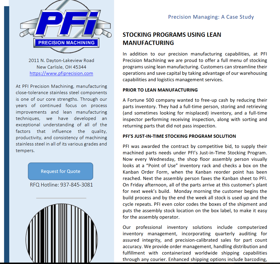 Stocking Programs Using Lean Manfuacturing